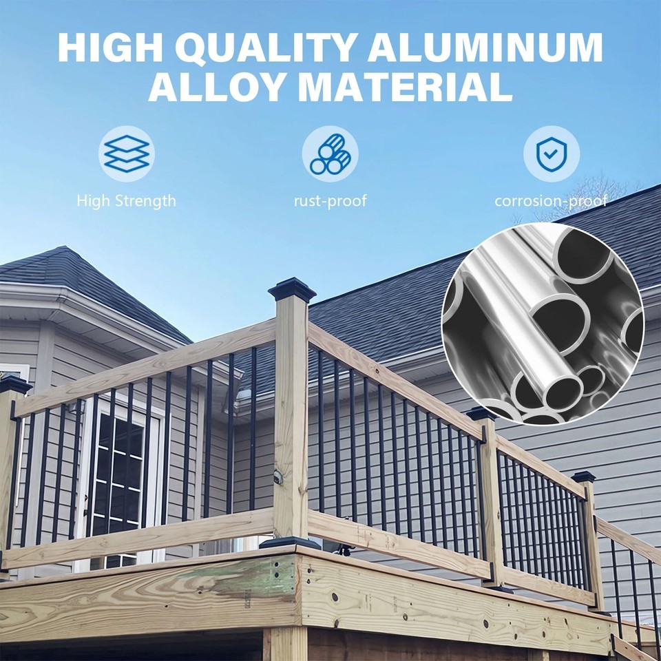 101 Pack 26" Deck Balusters, Hollow Round Aluminum Balusters for Deck ...