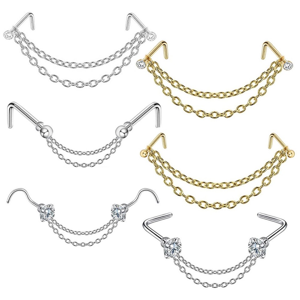 6pcs Nose Chain Nose Chain Stainless Steel Nose Piercing Nose | eBay ...