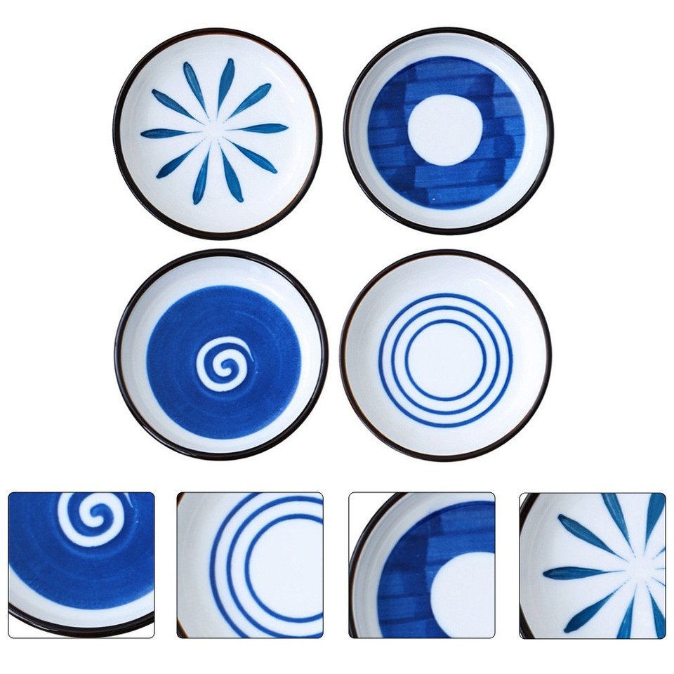 4 Pcs Japanese Dipping Plate Round Sauce Dishes Soy Food Holders | eBay ...