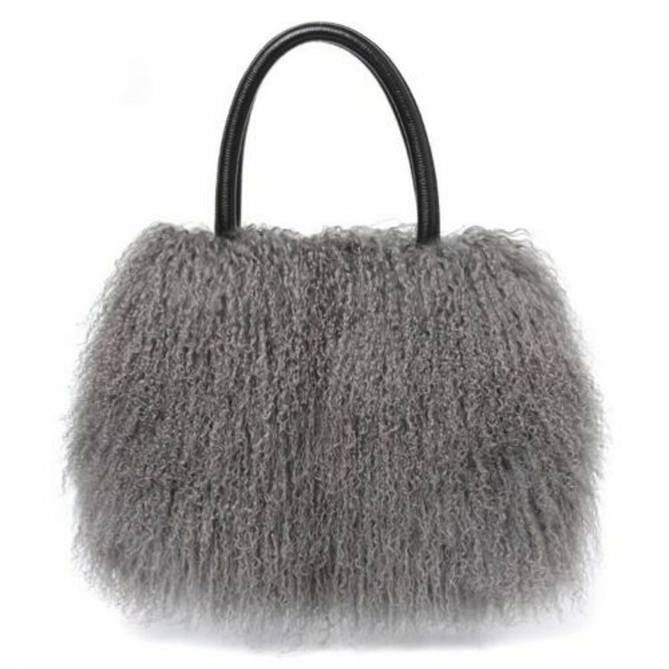 100% Real Angora goat Fur Handbag Womens Purse Wallet Bag Cross body ...