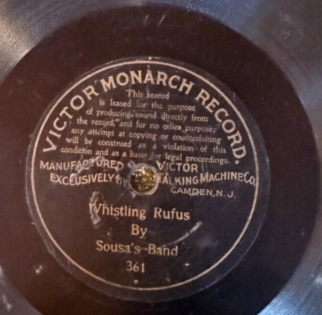 Victor Monarch Record 361 SOUSA'S BAND Whistling Rufus 1901 78 rpm | eBay