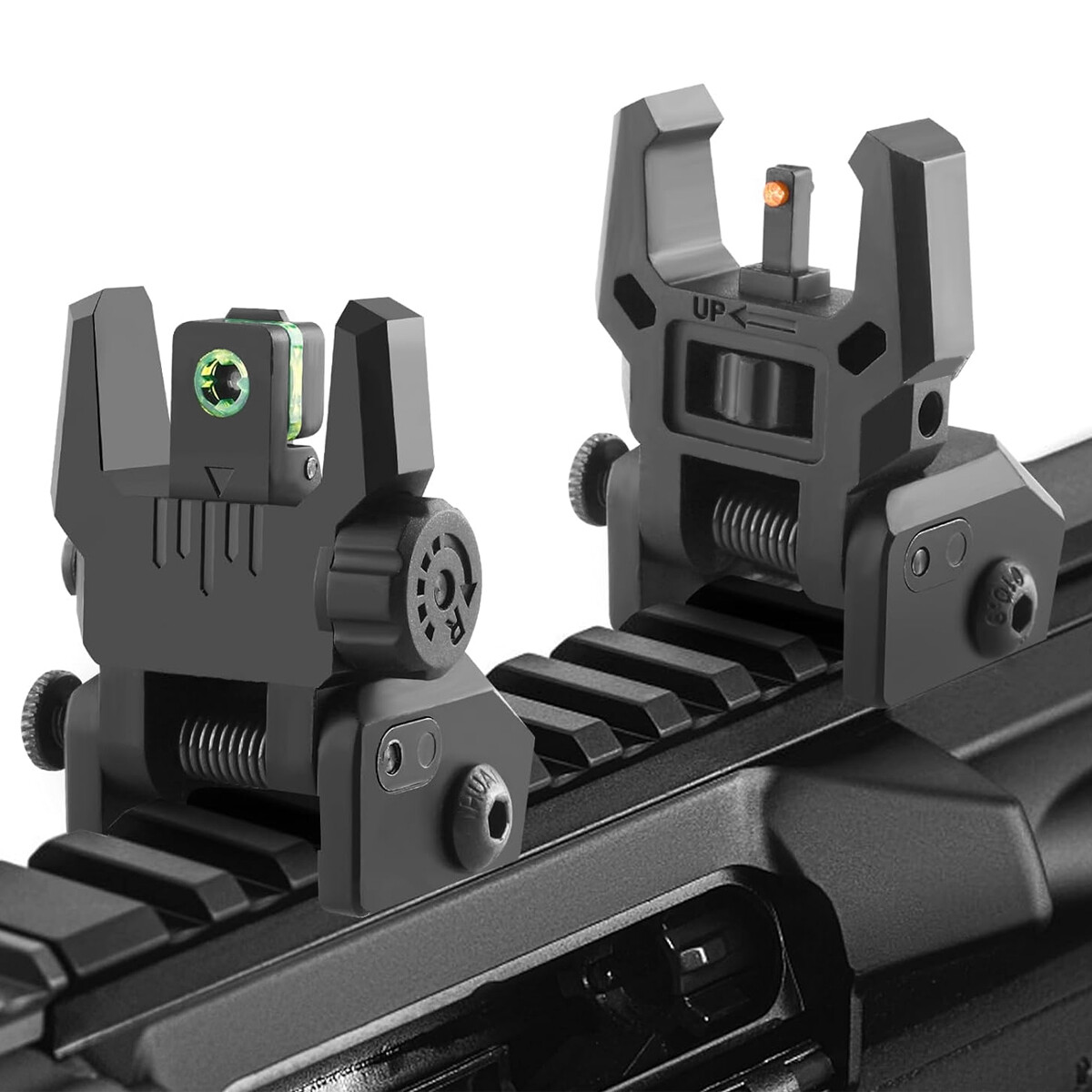Foldable Flip up Sight Front and Rear Sights For 20-22mm Rails Rifle ...