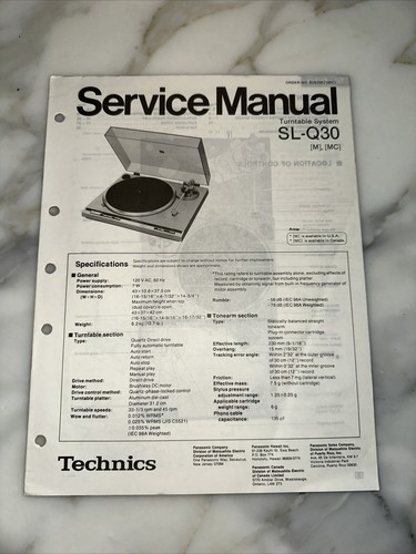 Technics SL-Q30 Record Player / Turntable Service Manual *Original* | eBay