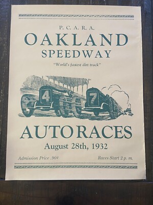 Oakland Speedway California Retro Auto Racing Poster 22x17 Inches | eBay