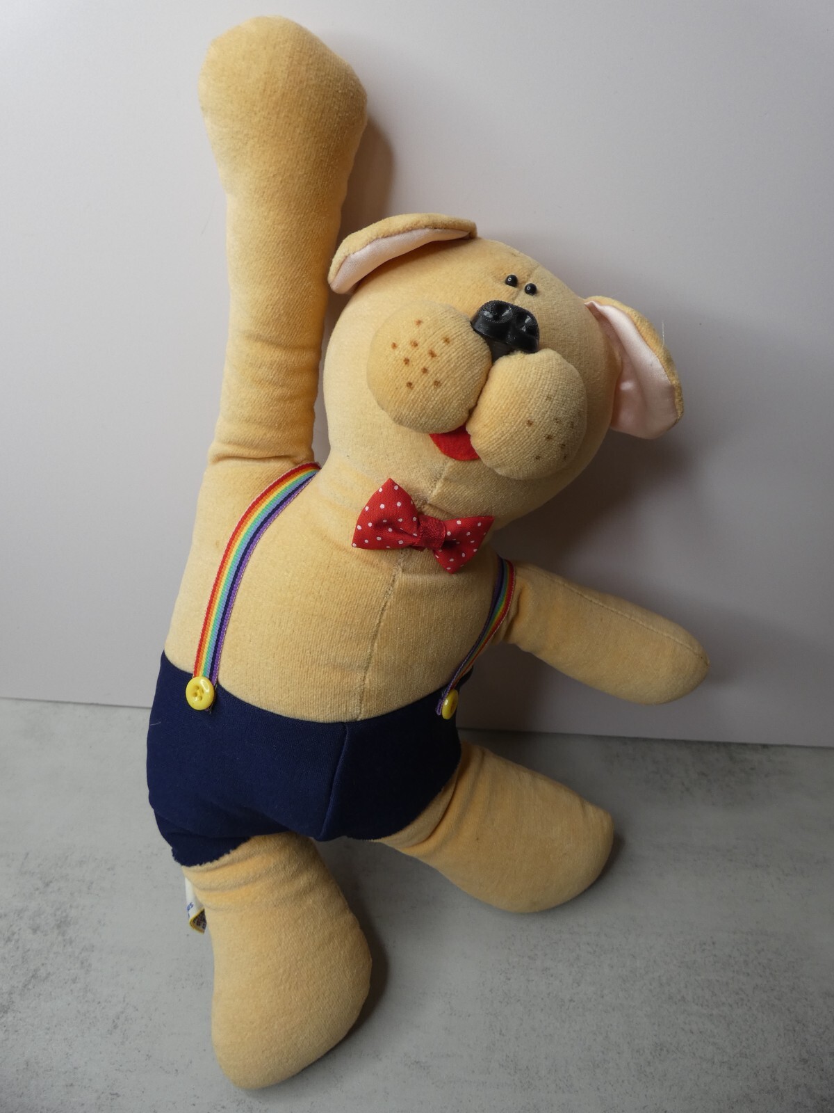 VTG Anne Klocko Dakin 1980 Bear Plush Stuffed Animal Rainbow Suspenders ...