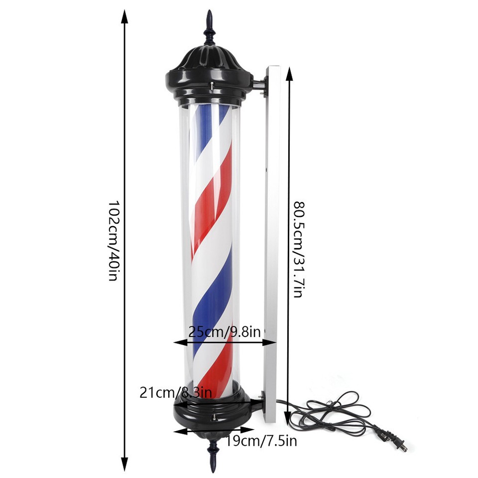 Barber Pole Light Barber Shop Rotating LED Sign Light Hair Salon Pole ...
