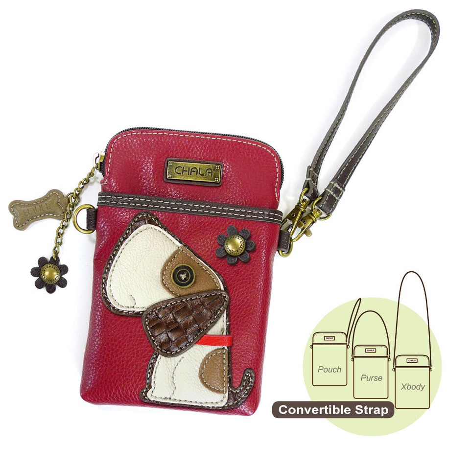 NWT CHALA TOFFY DOG PUPPY CELL PHONE CROSSBODY PURSE ADJUSTABLE STRAP ...