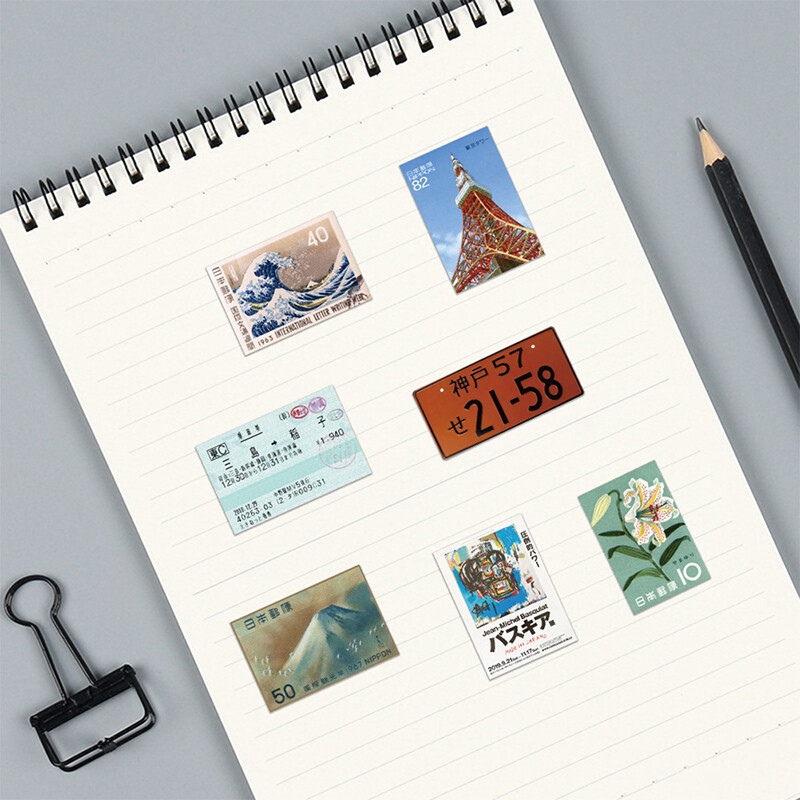 60PCS Japanese Postcard Ticket Stamp Sticker Stationery Travel Diary ...