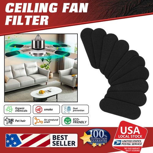 30Pcs Durable Ceiling Fan Blade Filters Odor Dust Remove 9.8inch x 3 ...