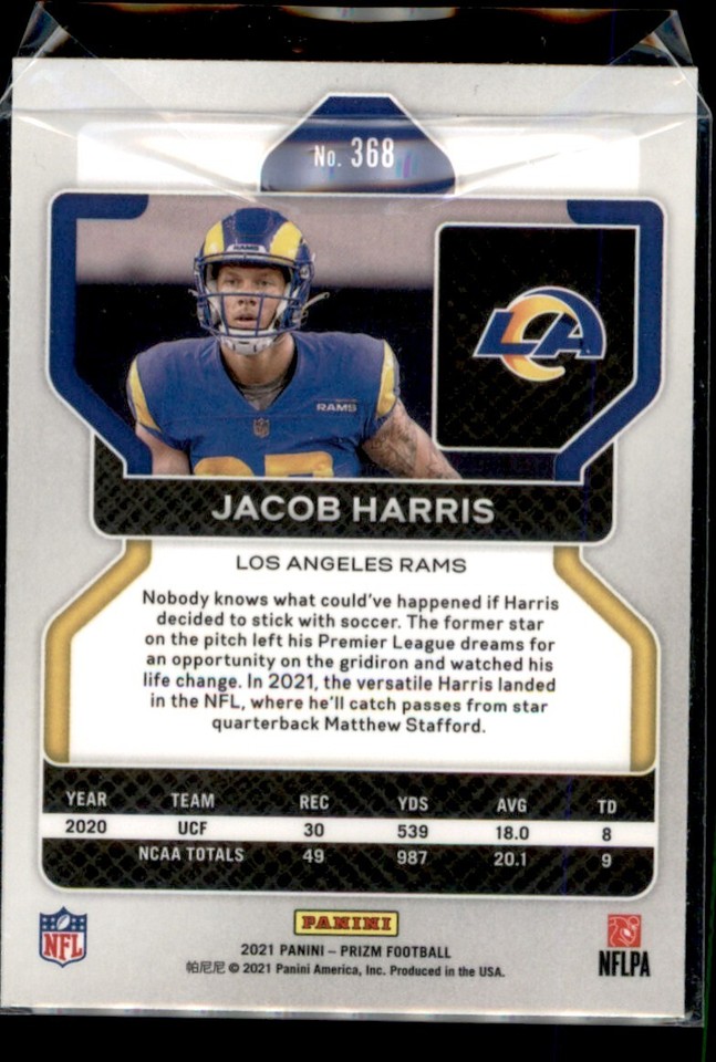 2021 PANINI PRIZM COLLEGIATE DRAFT JACOB HARRIS LOS ANGELES RAMS #368 ...