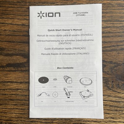 ION USB Turntable iTTUSB quick start owner's manual Instructions in 5 ...