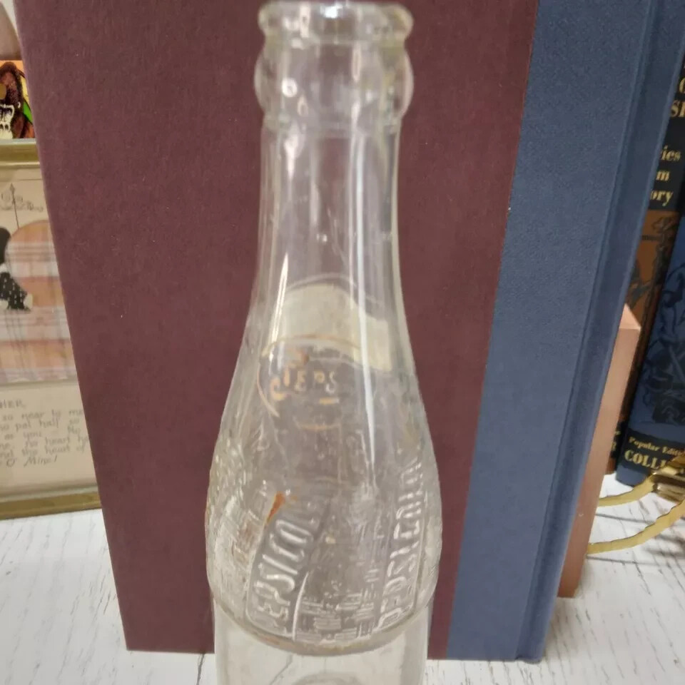 Vtg '40s Embossed Glass 8 Oz. PEPSI Pepsi-Cola Soda Bottle Double Dot ...