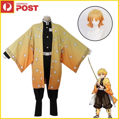 Demon Slayer Kimetsu no Yaiba Agatsuma Zenitsu Robe Uniform Suit ...