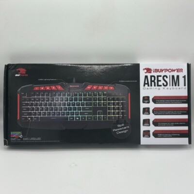 iBuyPower Ares M1 RGB Gaming Keyboard Spill Resistant Black Red ...