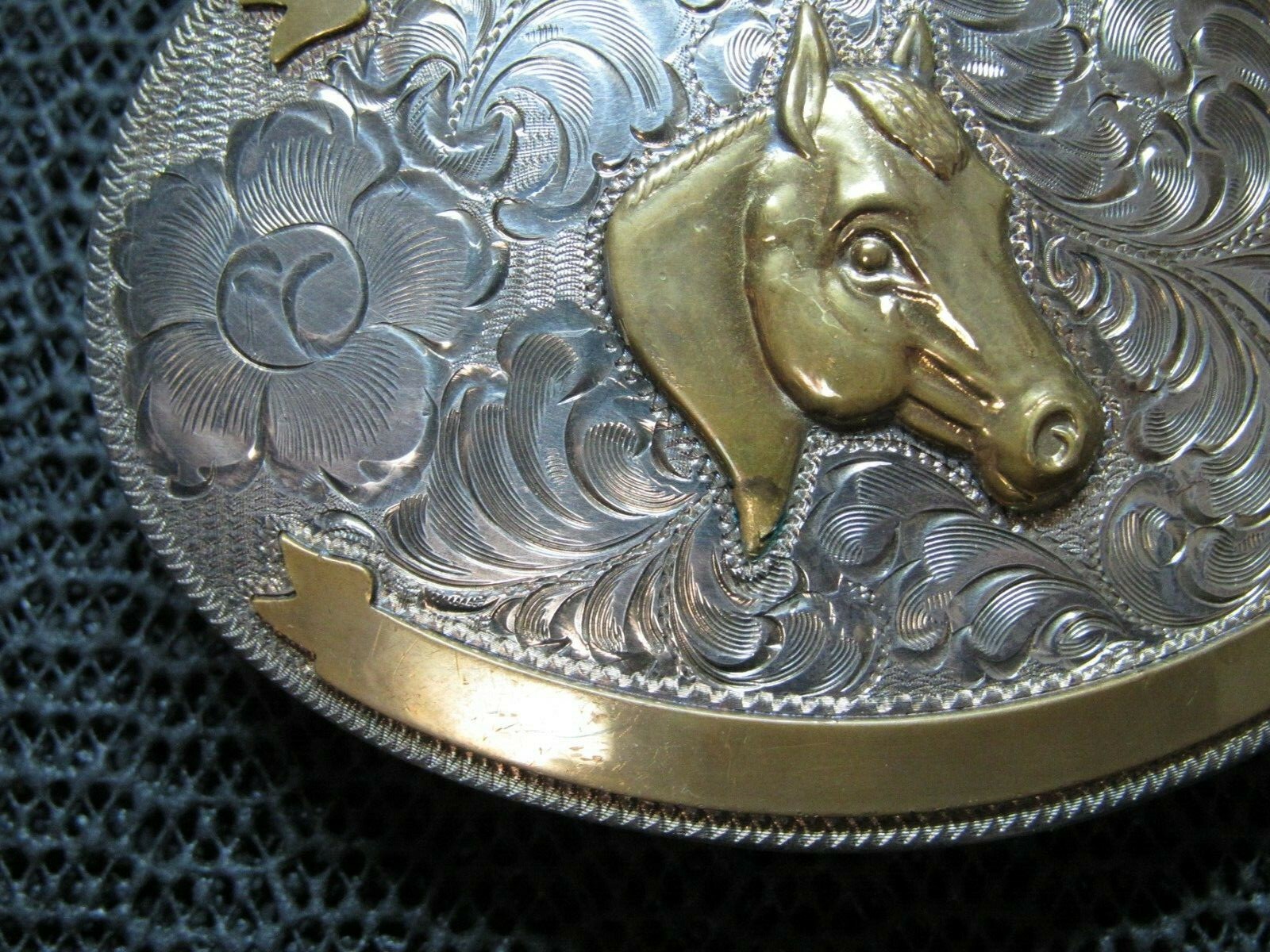 WESTERN STERLING OVERLAY HORSE BELT BUCKLE! VINTAGE! … - Gem