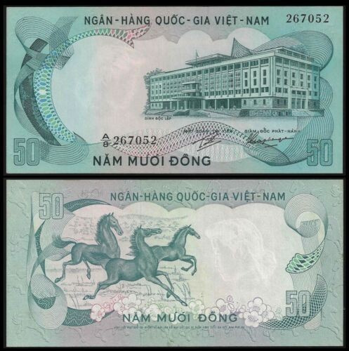 VIETNAM South 50 DONG P-30 1972 "Running Horses" AUNC Currency ...