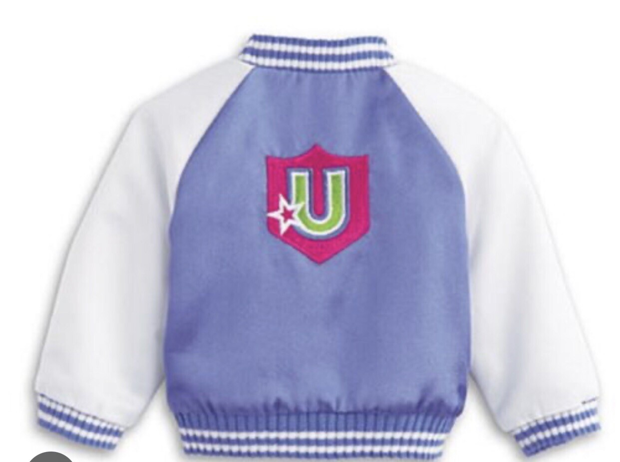 American Girl Innerstar U Jacket Cap Capri + Hangar NIP Blue & White ...