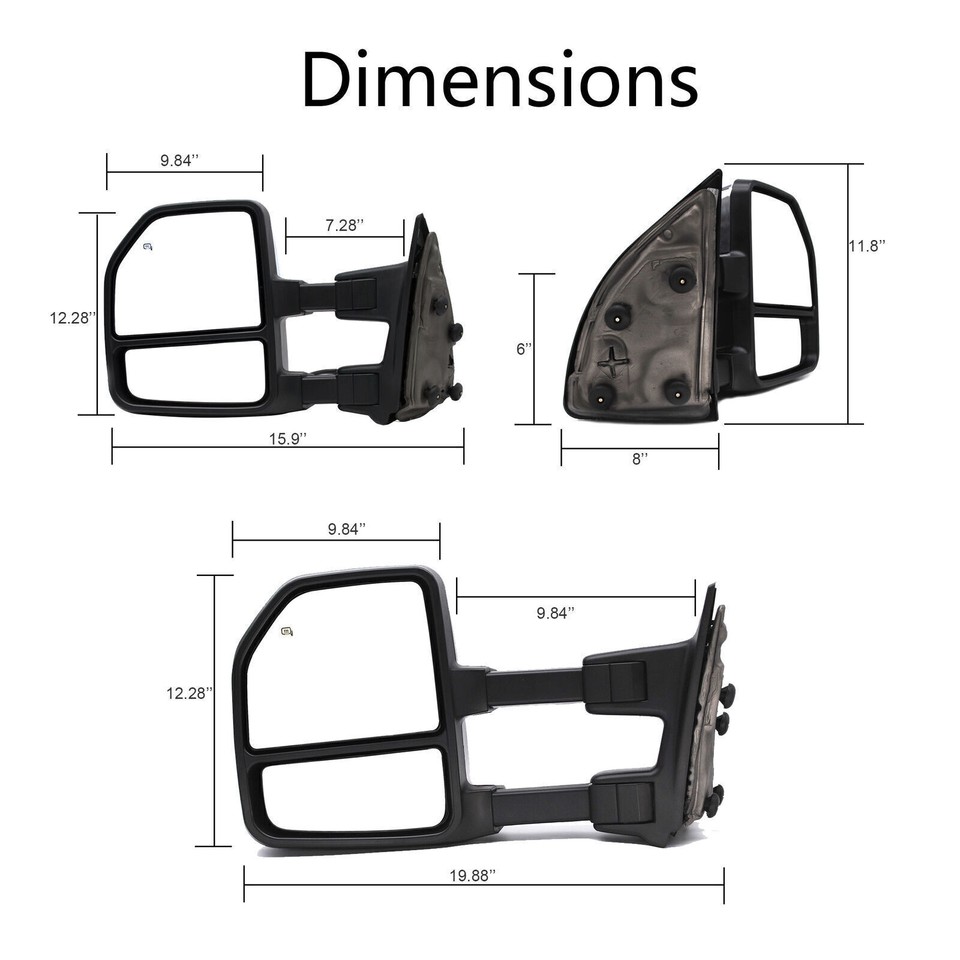 For 1999-16 Ford F-250 F-350 F-450 Super Duty Towing Mirrors Manual ...