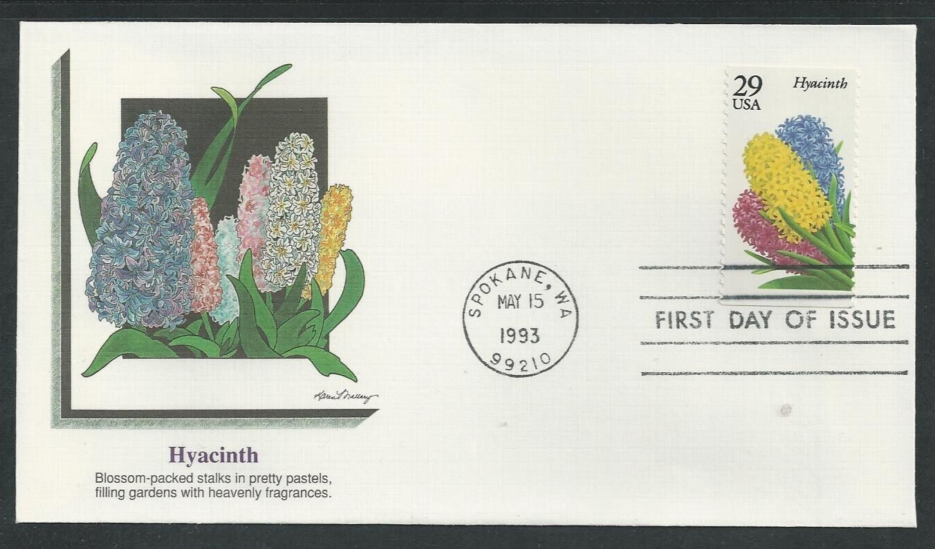 HYACINTH FLOWERS 1993 STAMP FLEETWOOD CACHET FDC VF UNADDRESSED | eBay