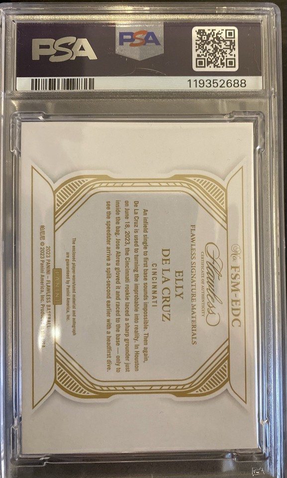 2023 Flawless Elly De La Cruz RC à Signature Material - Ruby /20 PSA 7 ...
