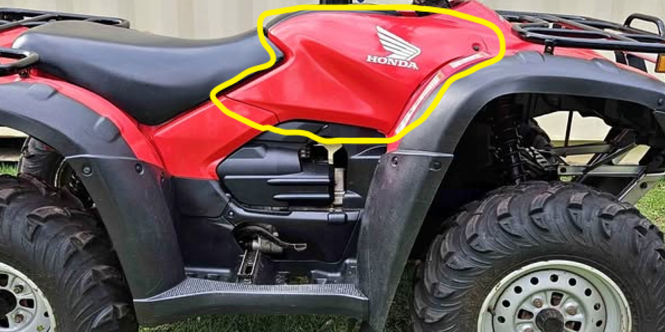HONDA TRX 500 FOREMAN, RUBICON RED RIGHT SIDE GAS TANK COVER, BODY ...
