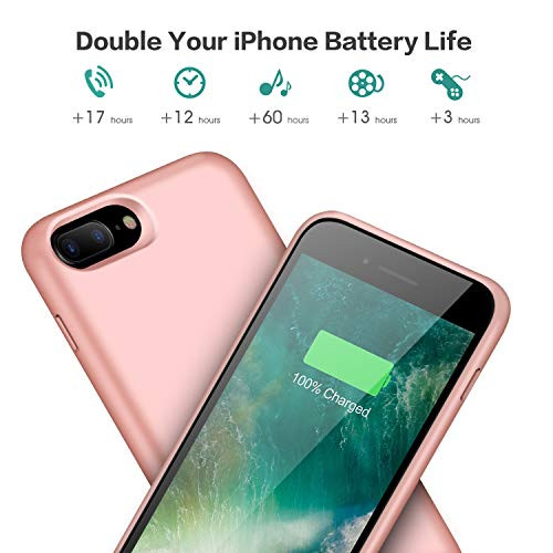 Battery Case for iPhone 8plus/7plus 8500mAh Portable Rechargeable Rose ...