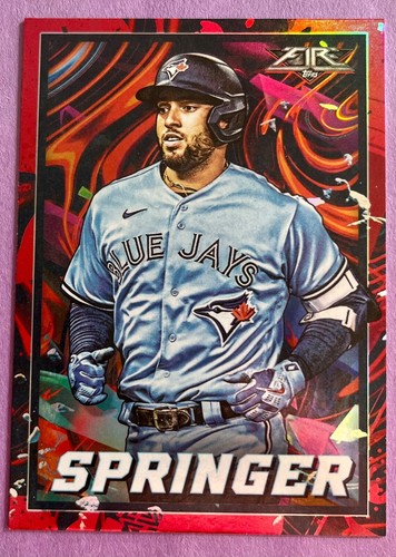 George Springer 2022 Topps Fire RED FLAME FOIL PARALLEL Card #143 BLUE ...