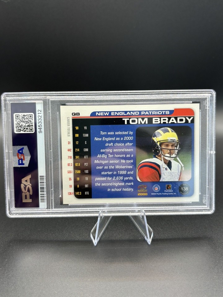 2000 Pacific Paramount Tom Brady Rookie Card RC #138 PSA 10 New England ...