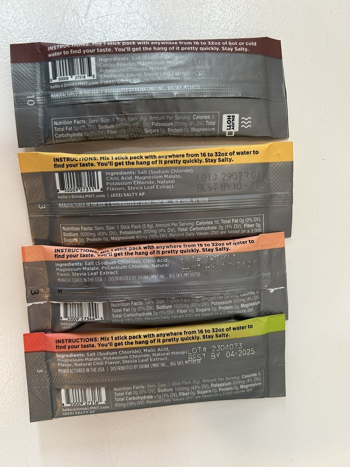 4 Packs - LMNT Keto Electrolyte Recharge Hydration Drink Mix includes ...