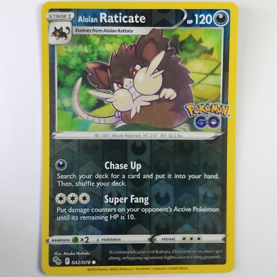 Pokémon TCG Alolan Raticate 042/078 Reverse Holo Common Pokemon GO | eBay