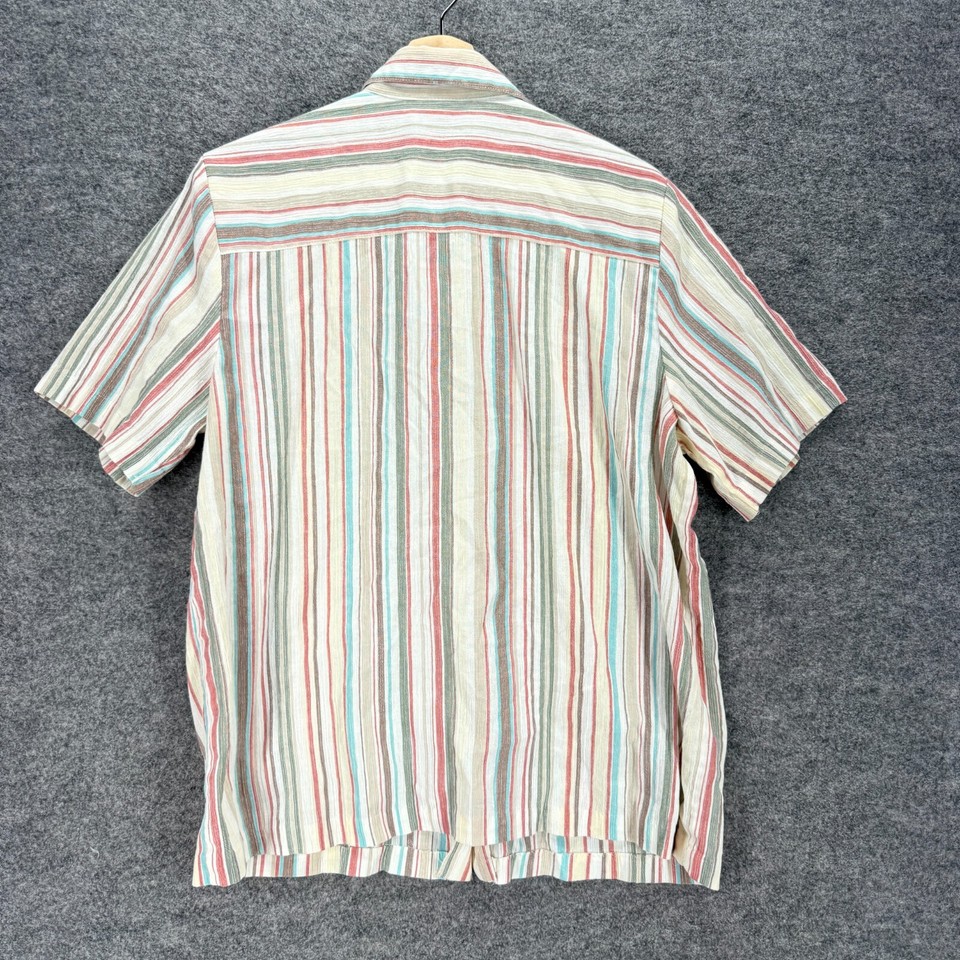 Alfred Dunner Shirt Women 16 Beige Striped Button Up Collared Short ...