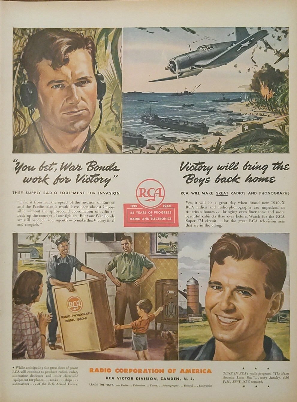 1944 vintage RCA Victor print ad. Stand Up Radio WWll Era Warplanes | eBay