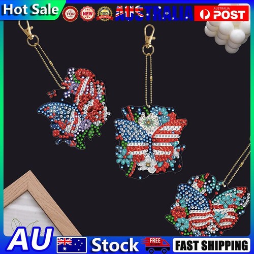 6pcs 5D Diamond Art Key Rings Art Craft DIY Special-shaped Drill Gifts ...