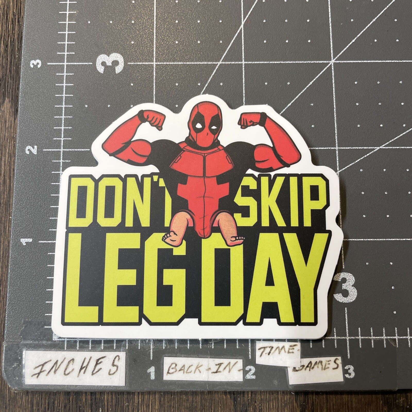 Deadpool Leg Day Adult Humor Sticker For Skateboard Phone Guitar Ect ...