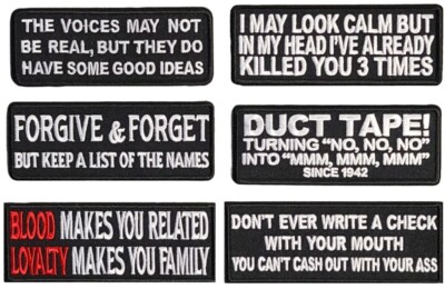 Look Calm Voices Loyalty Motorcycle Funny Saying Patch [Set of 6] iron ...