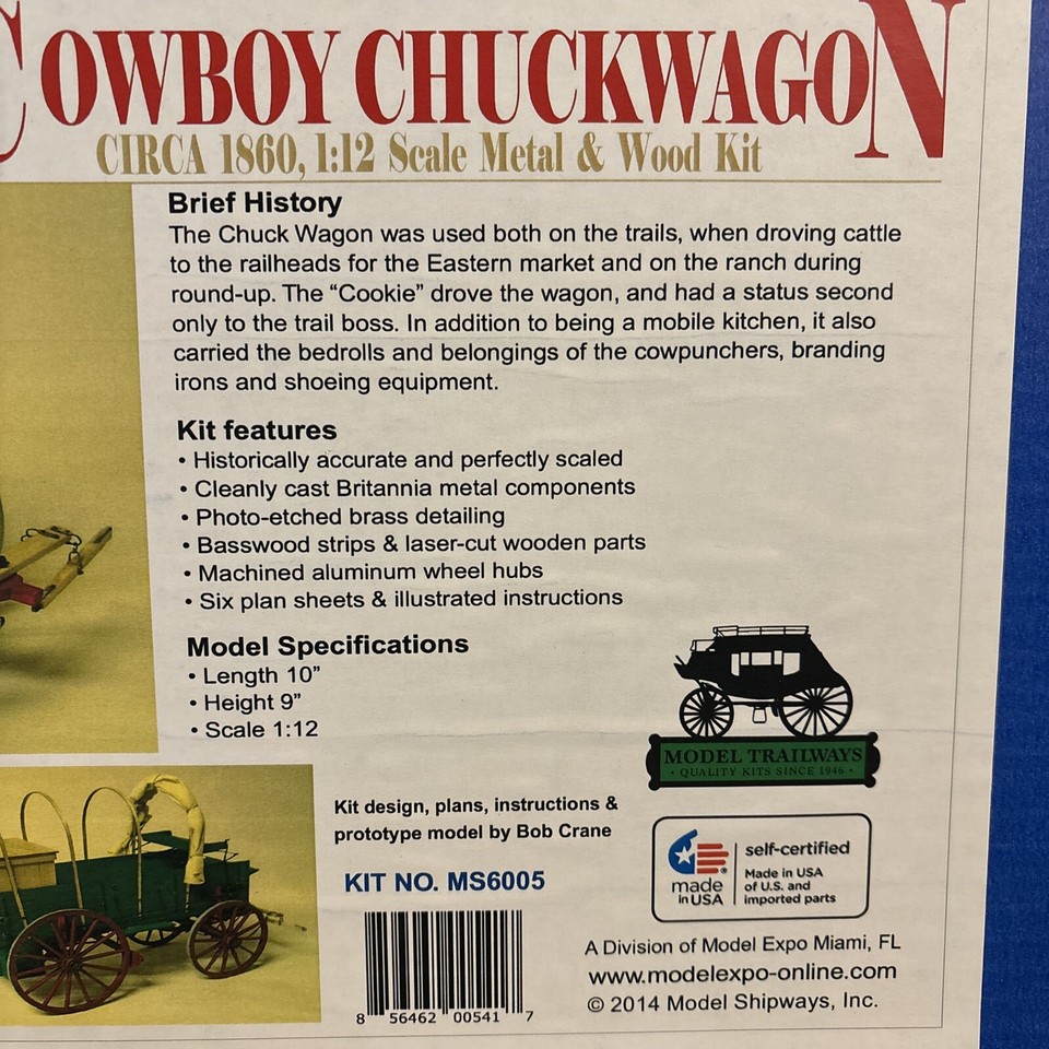 MODEL TRAILWAYS MS6005 COWBOY CHUCKWAGON MODEL KIT-NIB-1/12 SCALE | eBay