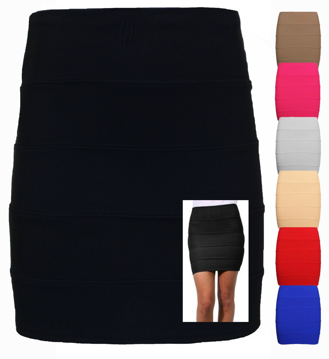 Bandage Mini Skirt Outfits Figure Form Bandage Embellished Knit Mini