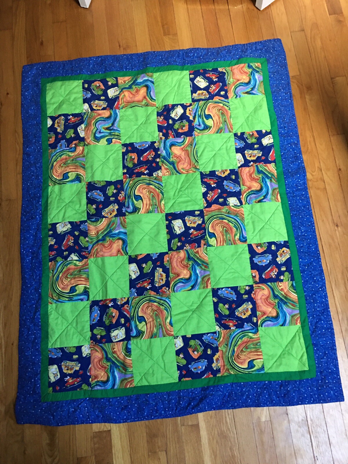 Handmade Richard Scarry Quilt~Blanket Comforter 54"x 42" Reversible w ...