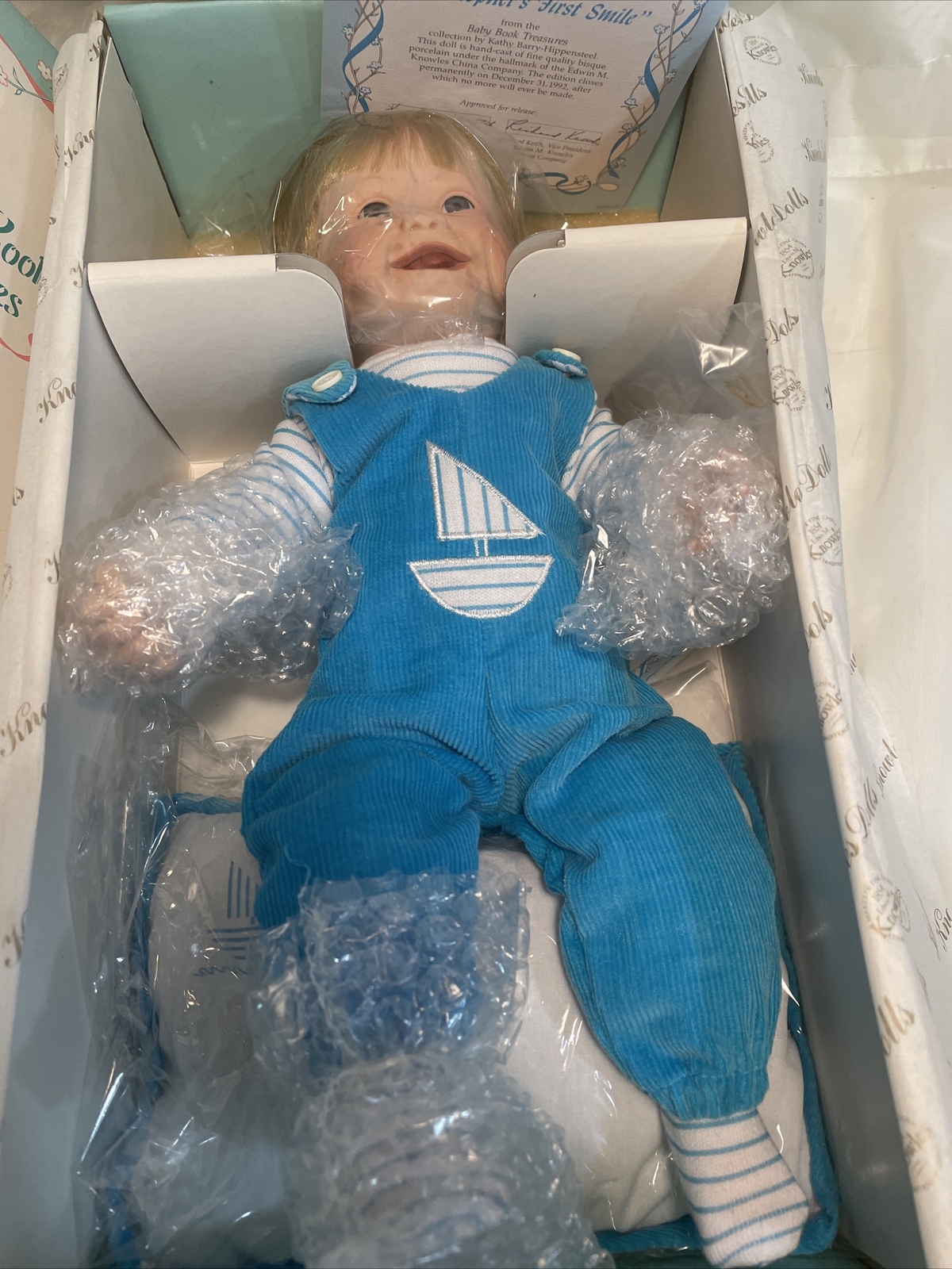 "Christopher's First Smile" Baby Book Treasures Doll - Edwin M Knowles ...