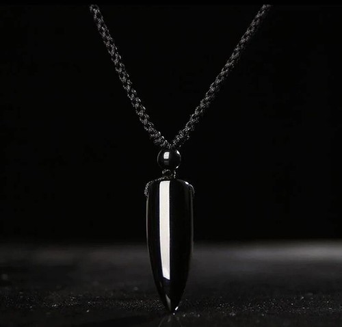 Obsidian Bullet Point Pendant Healing Balance Amulet Women Men Necklace ...