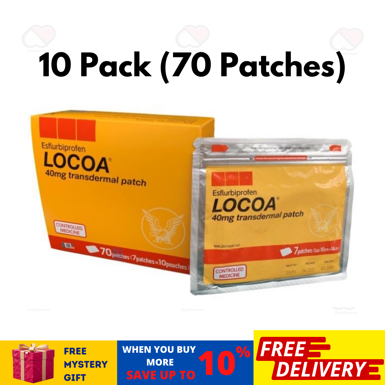 10 Pack (70 Patches) LOCOA 40mg Transdermal Joint Pain Relief | eBay