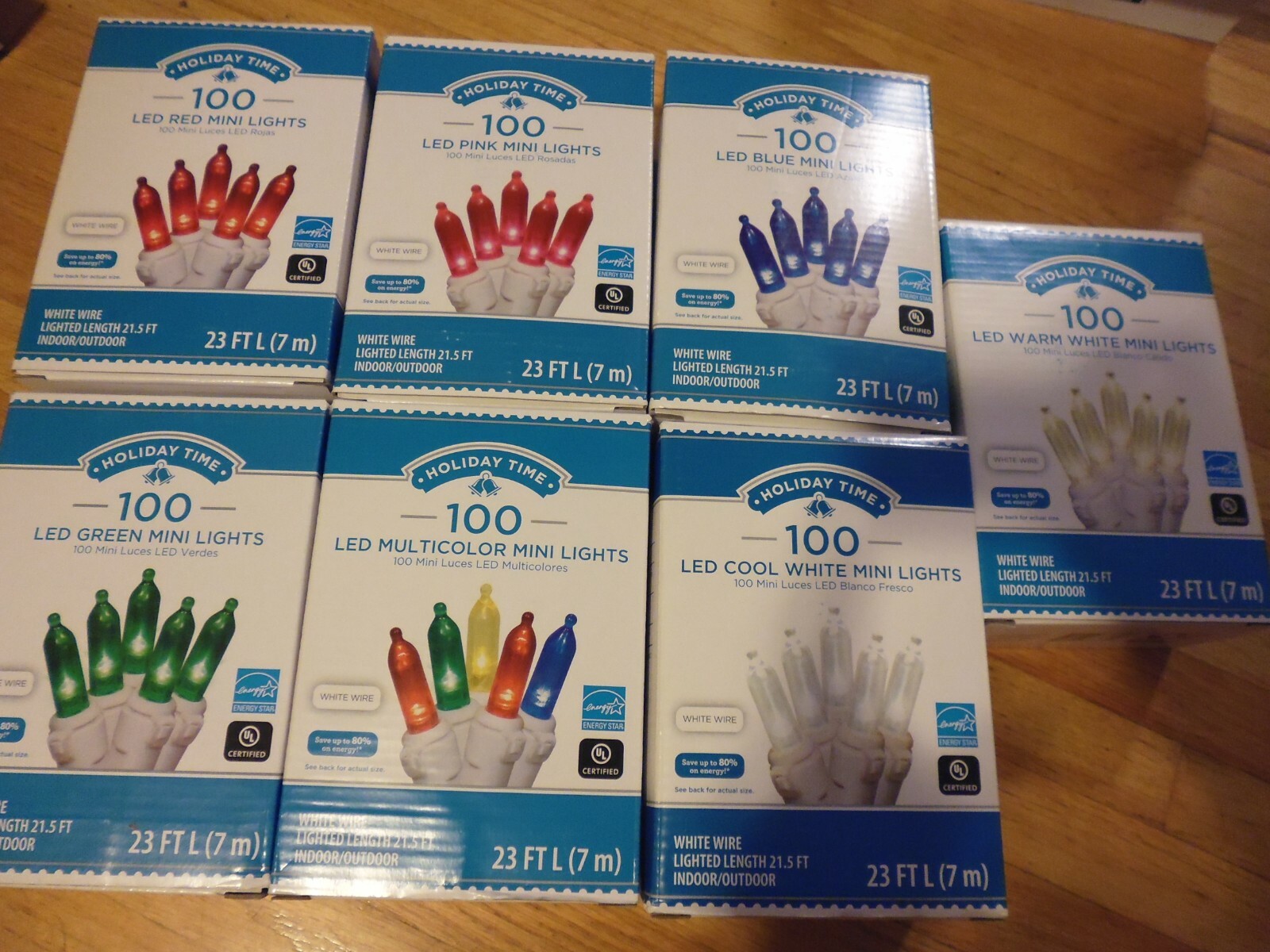 100 Counts LED Mini Lights White Wire 23FT L Red Pink Blue Green Blue ...