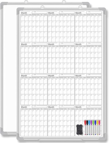 Lincia 36" x 24" Magnetic Vertical Yearly 12 Month Dry Erase Calendar ...