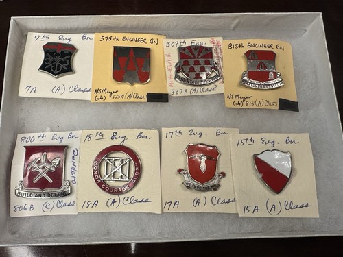 Lot #49 with 16 Military English. DUI badges pins, Crests, DI, Vanguard ...