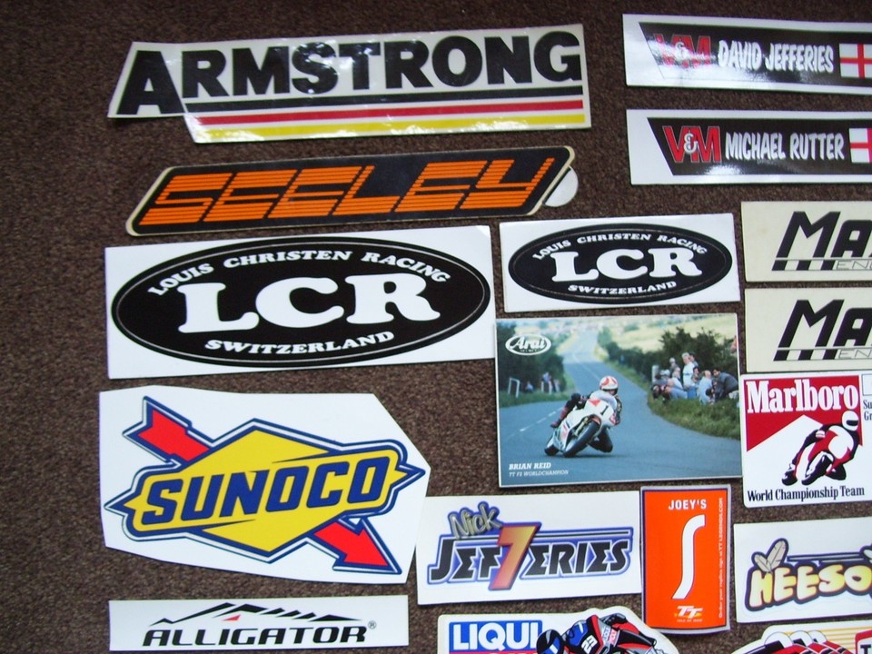 IOM TT Races, BSB, WSBK, MotoGP Thirty Six Stickers Various Years ...