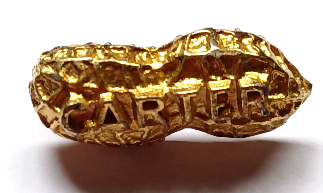 Vintage Jimmy Carter Gold Tone Peanut Brooch/Pin Sign… - Gem