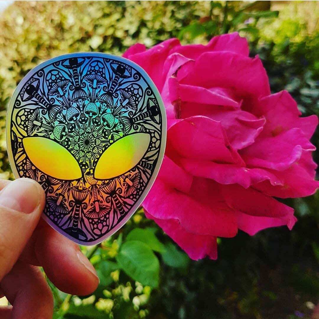 Holographic Sticker Pack | Alien Mushroom Trippy Sticker pack | X5 UV ...