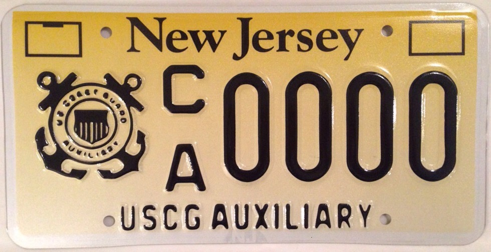 NJ COAST GUARD Auxiliary license plate ship Semper Paratus Sea USCG ...