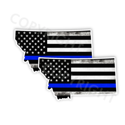 Thin Blue Line Decal State Montana window vinyl sticker Various Size ...