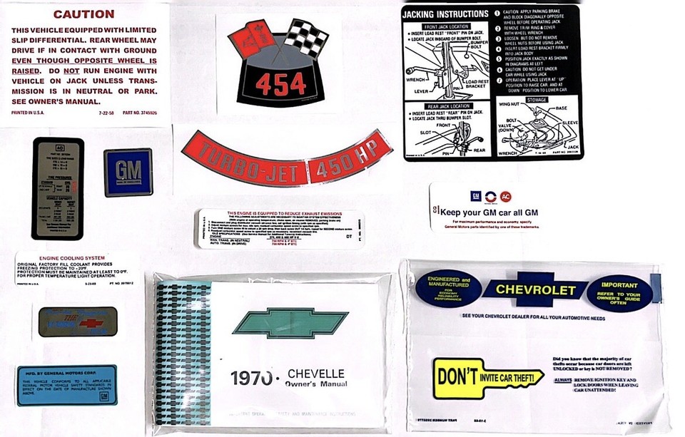 1970 LATE CHEVELLE LS6 454 DECAL PACKAGE OEM FACTORY GM LICENSED ...